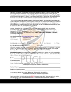 2021 PUGL REGISTRATION FORM | Princeton University Golf League